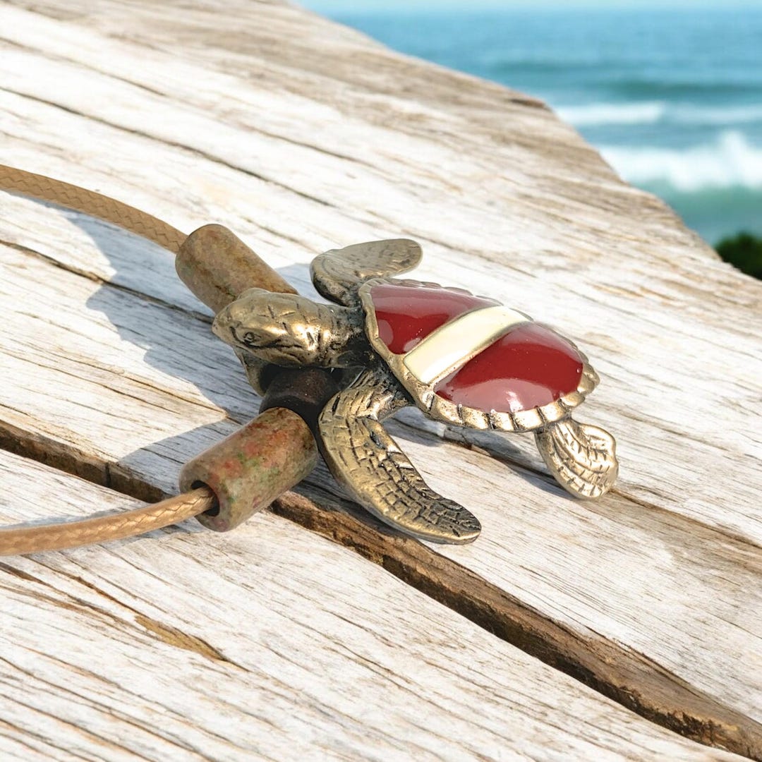 Dive Turtle Pendant Solid Bronze Sea Turtle - Scuba Diving Jewelry Sea ...