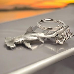 Pewter Hammerhead Shark Keychain: Ocean Lover Gift - Etsy