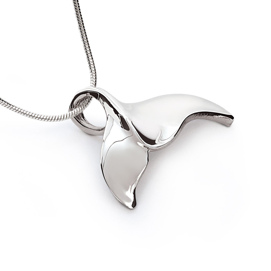Solid 925 STERLING Silver Whale Tail Necklace. Whale Fluke Necklace ...