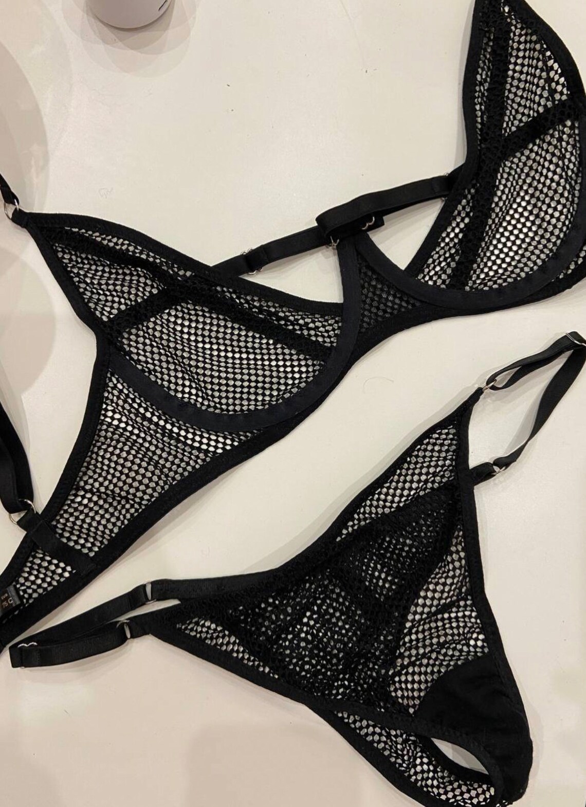 Very Sexy Black Mesh Lingerie Set See Through Lingerie Gift for Wife Transparent Bra and Panties ...