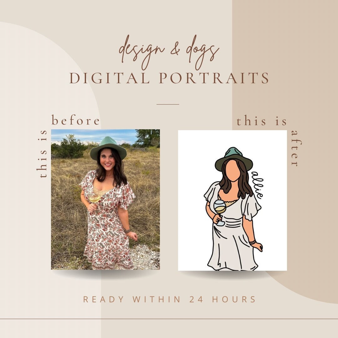 Faceless Portraits With Names Custom Portrait Art Modern Art Digital ...