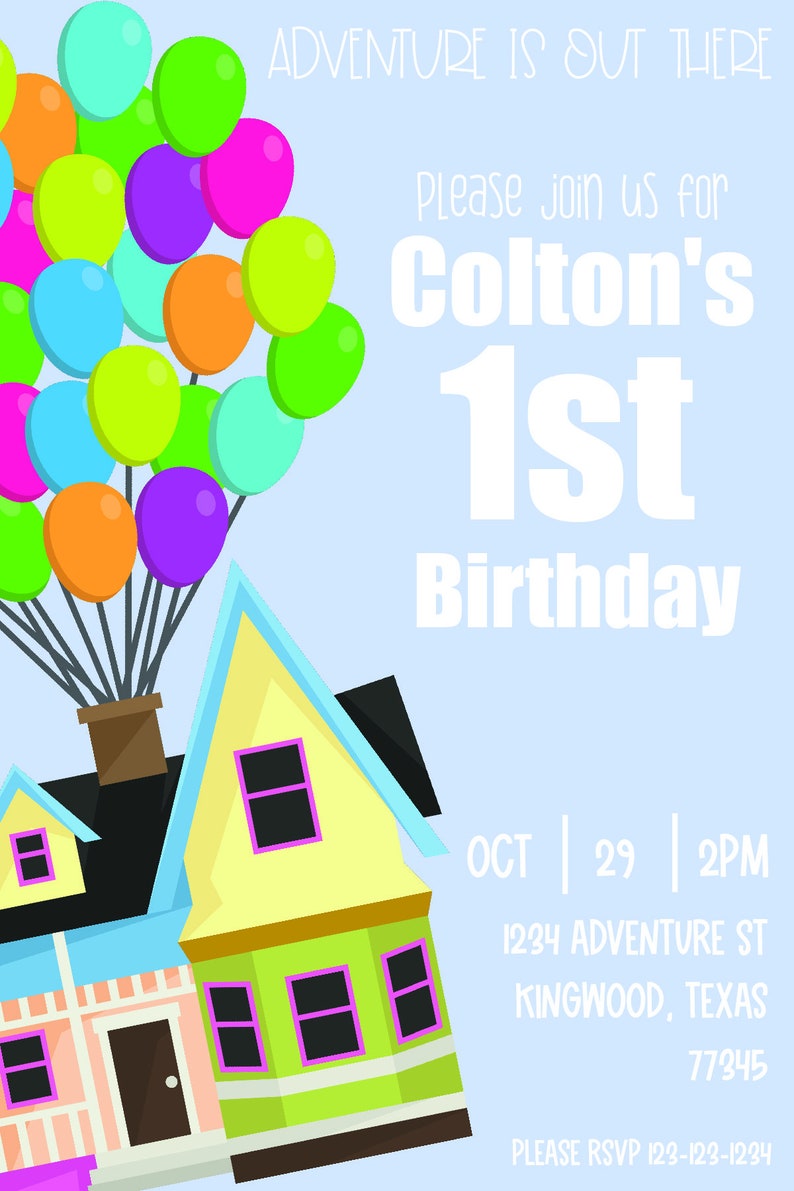 Up Birthday Party Party Invite Disney up Birthday Pixar - Etsy
