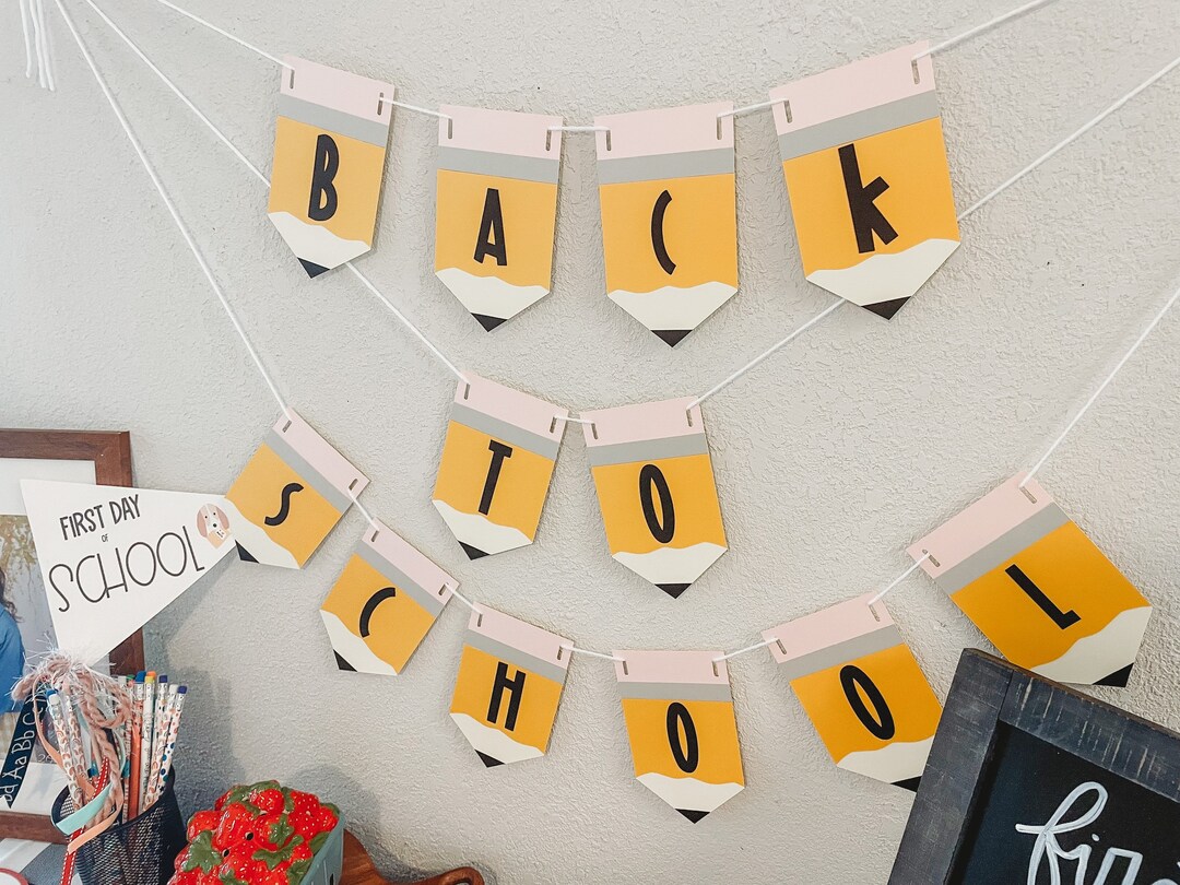 Back to School Pencil Banner Pencil Banner First Day of School - Etsy