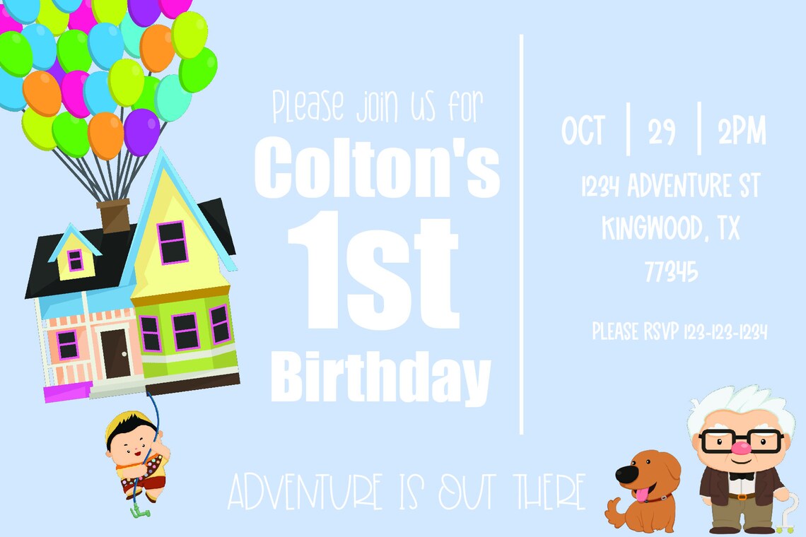 Up Birthday Party Party Invite Disney up Birthday Pixar - Etsy