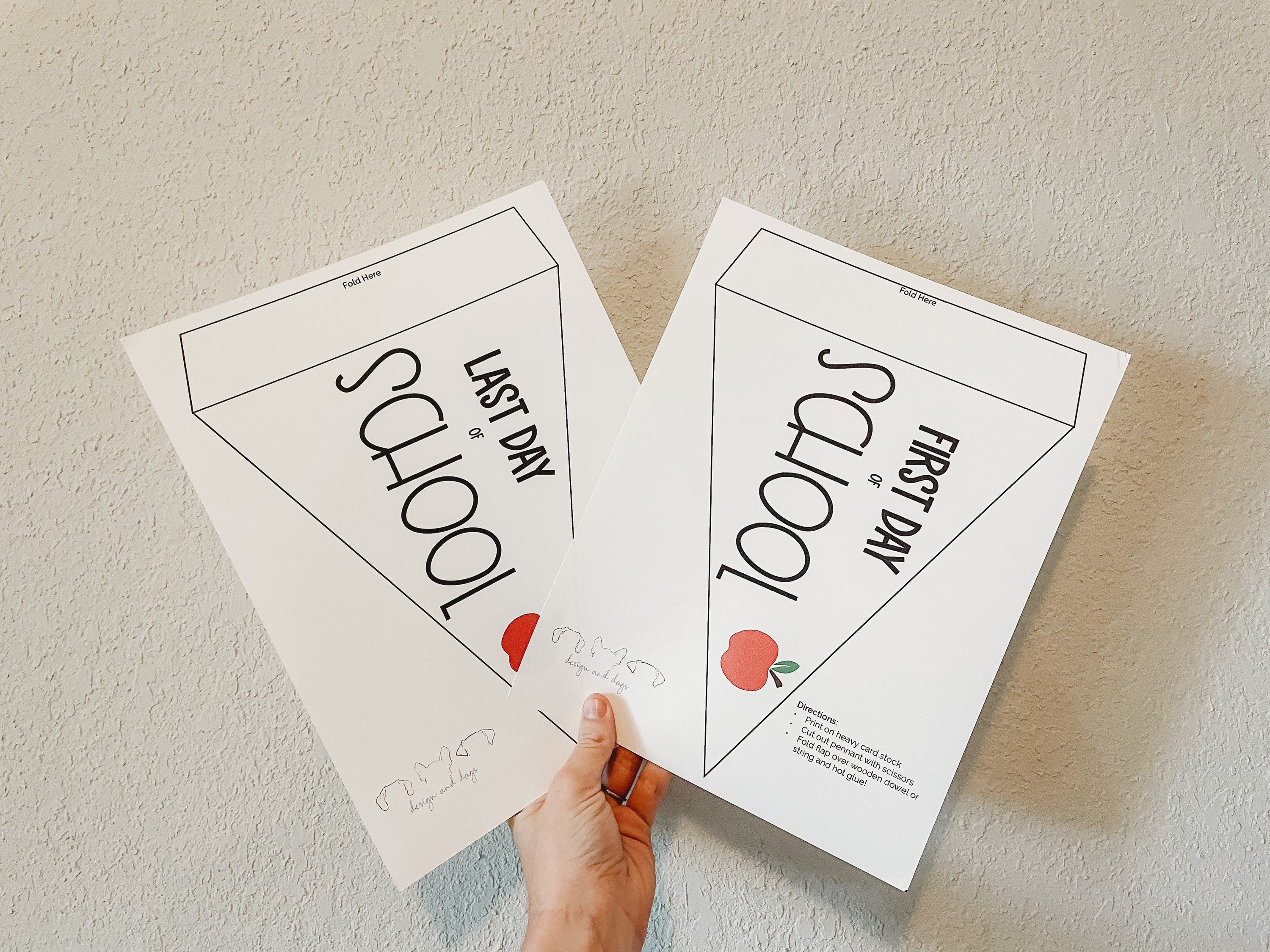 First Day of School Printable Pennant Last Day of School First Day ...