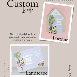 Up Birthday Party Party Invite Disney up Birthday Pixar Birthday ...