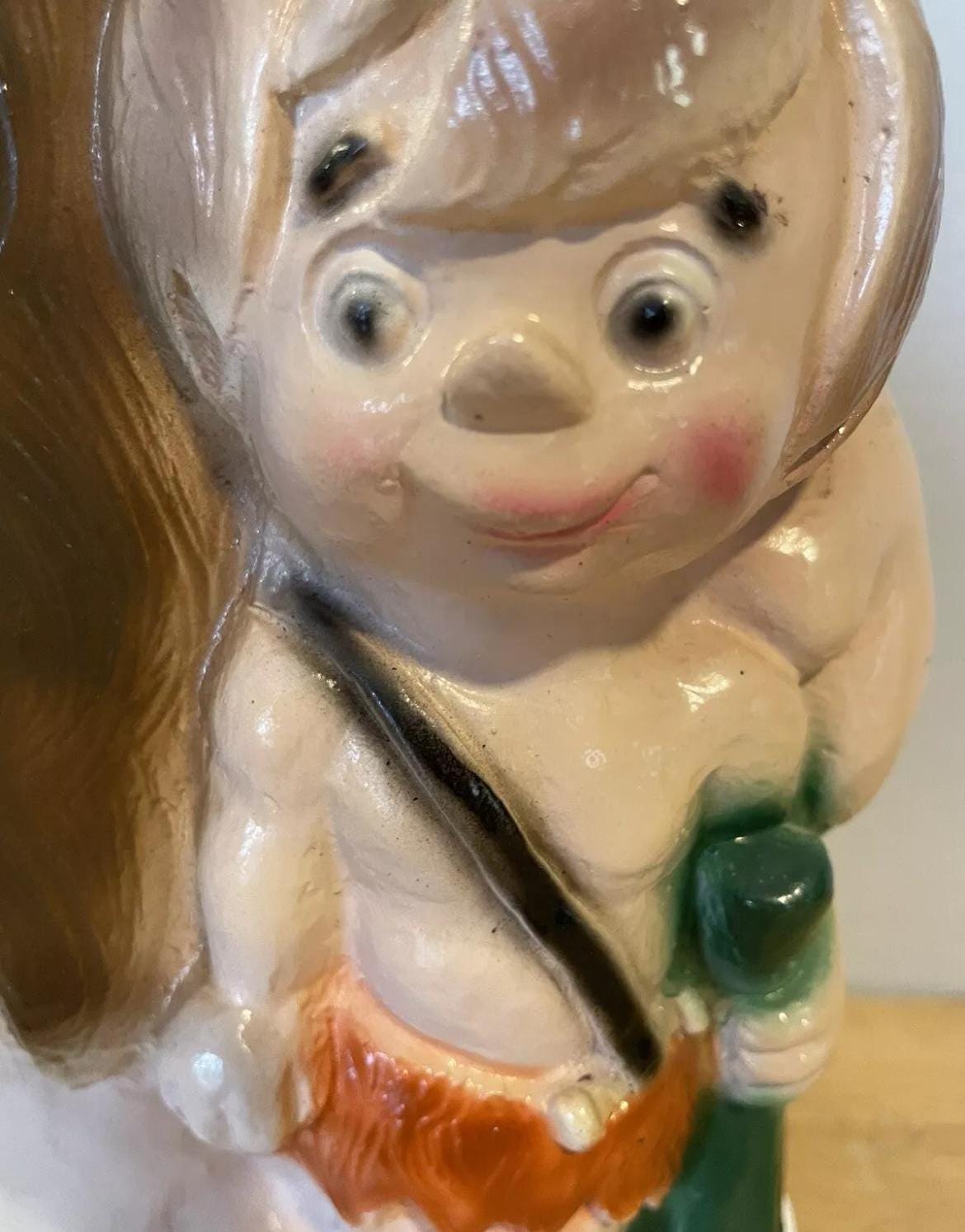 Barney Rubble Vintage Ceramic Plaster Barney Flintstone Bank & Bam Bam ...