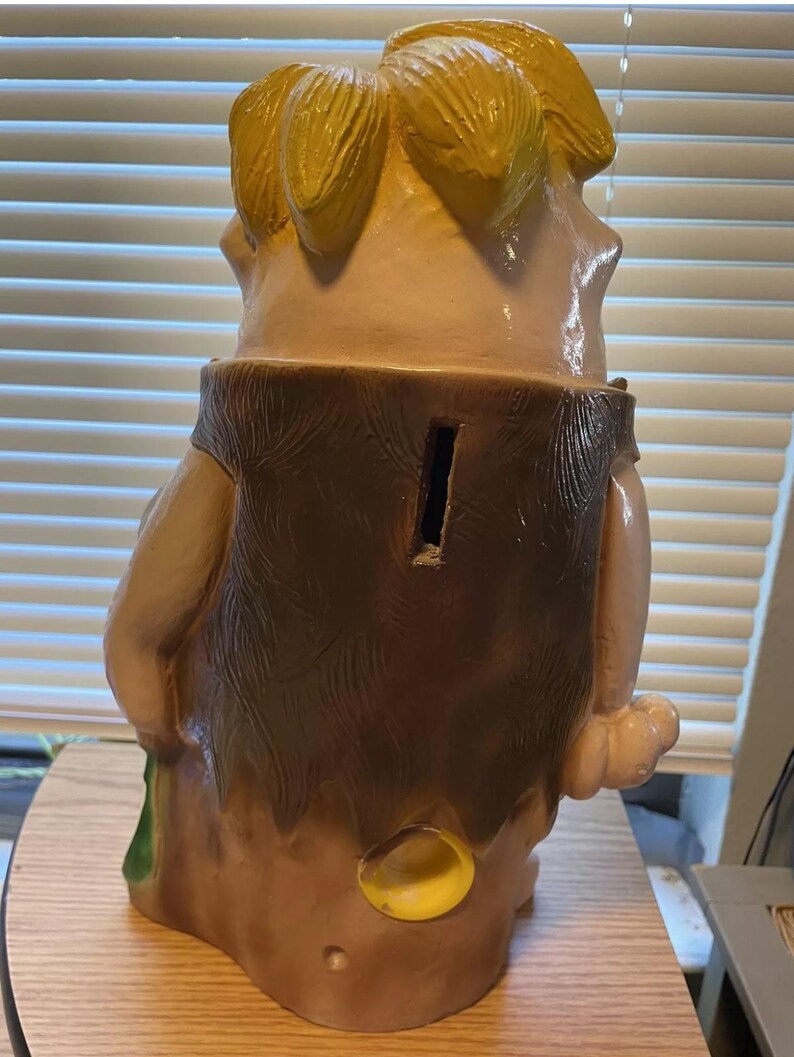 Barney Rubble Vintage Ceramic Plaster Barney Flintstone Bank & Bam Bam ...