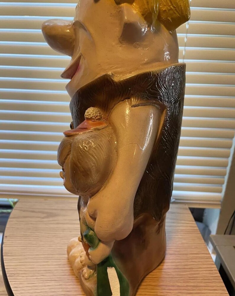 Barney Rubble Vintage Ceramic Plaster Barney Flintstone Bank & Bam Bam ...