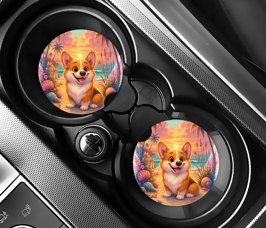 Corgi Beach Soapstone Car Coaster, Cute Car Coaster, Pet Lover Gift ...