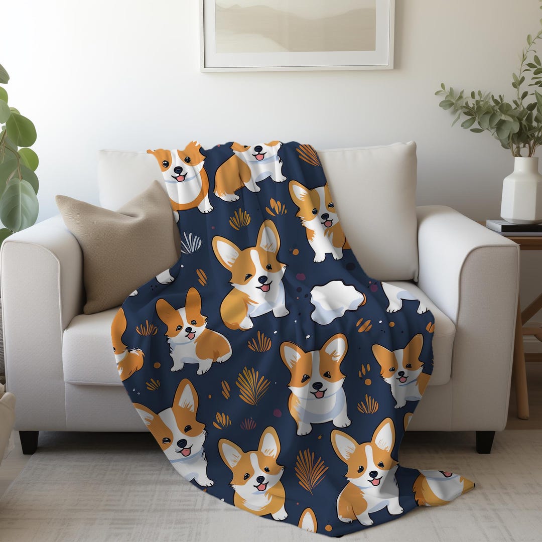 Cute Corgi Plush Blanket, Cozy Home Decor, Dog Lover Gift, Pet-themed ...