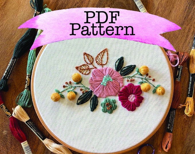 Downloadable PDF Embroidery Pattern, Monogram, Embroidery Design, Hoop ...