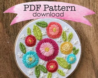 Downloadable PDF Embroidery Pattern, Monogram, Embroidery Design, Hoop ...