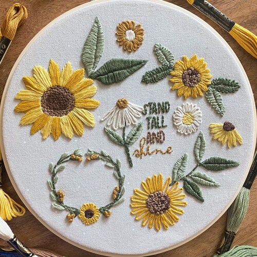 Embroidery PDF Pattern Sunflower Sampler Embroidery Design - Etsy