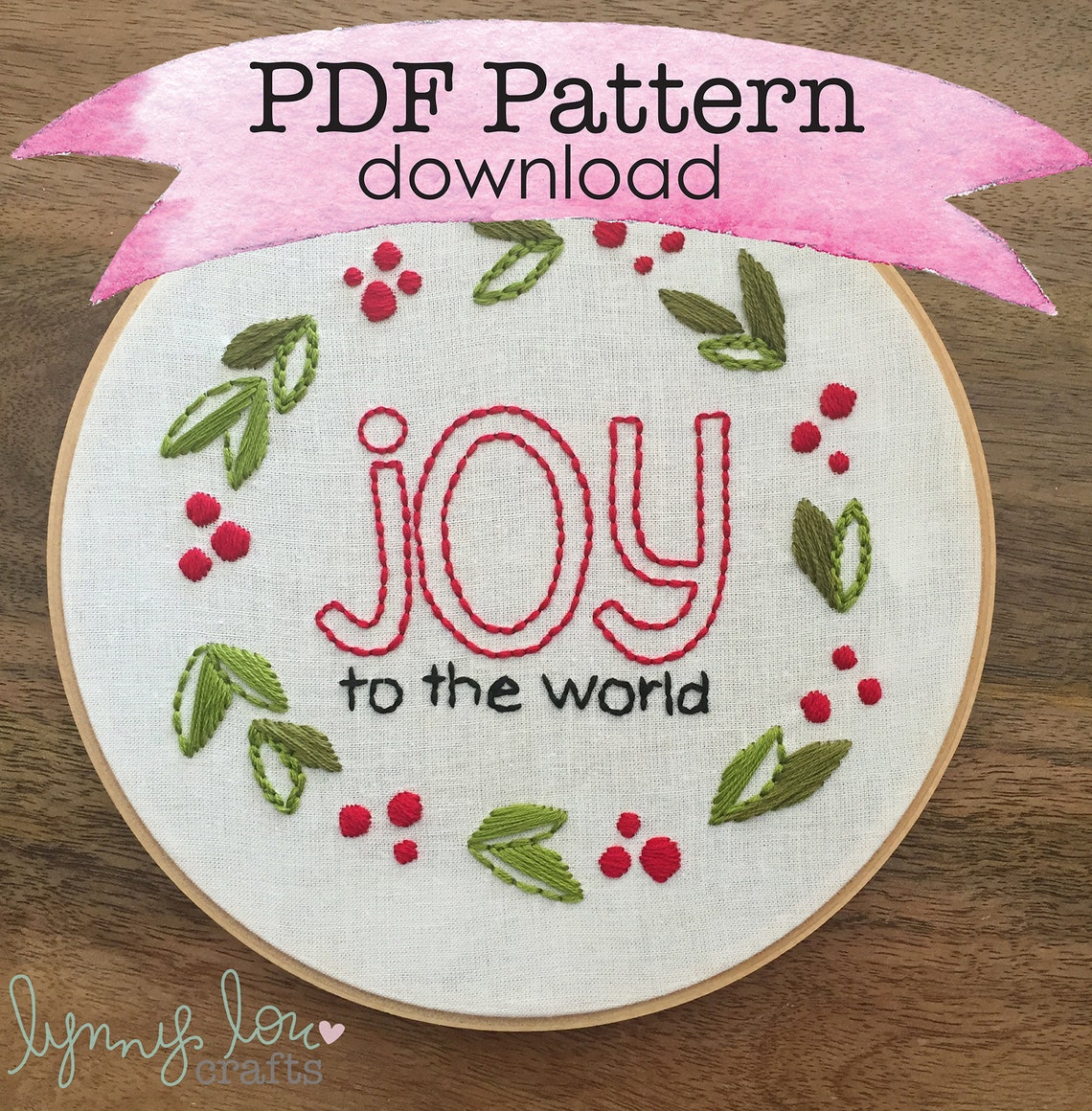 Downloadable PDF Embroidery Pattern Joy to the World - Etsy