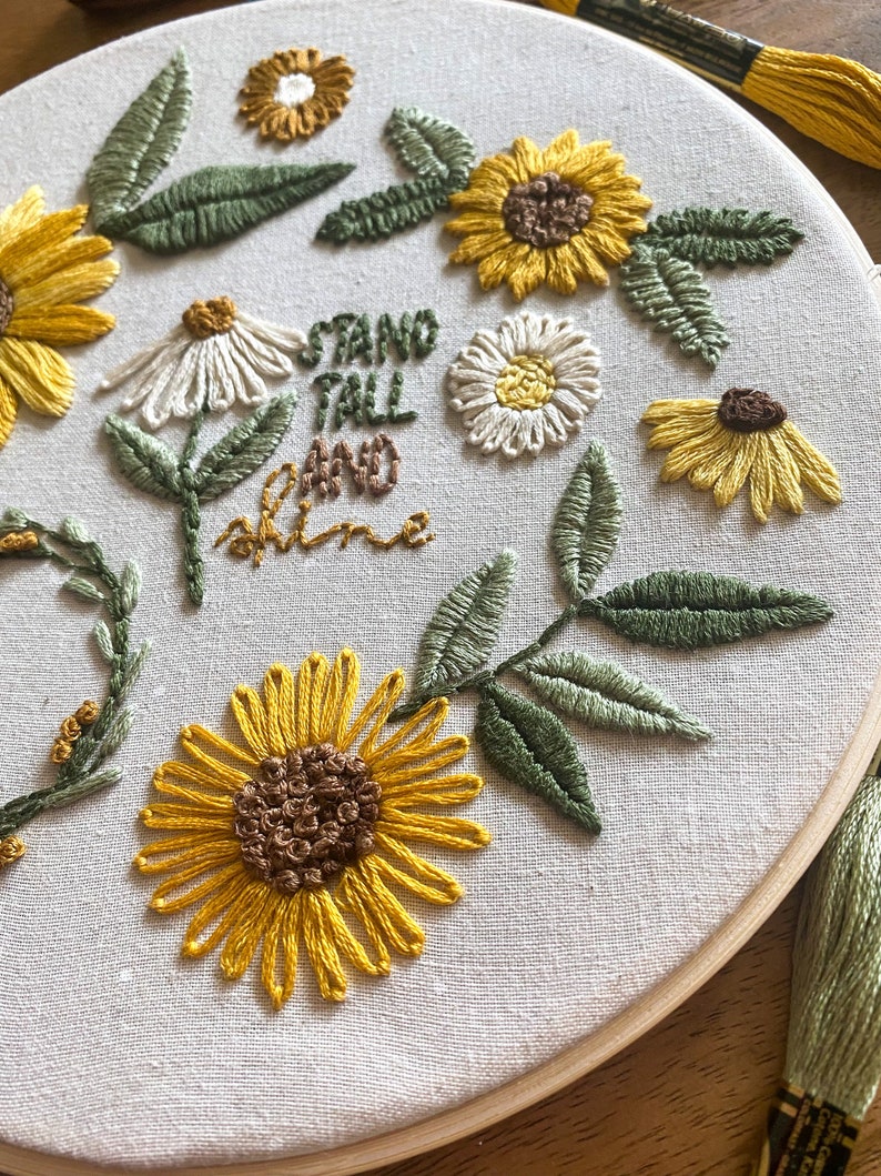 Embroidery PDF Pattern Sunflower Sampler Embroidery Design - Etsy