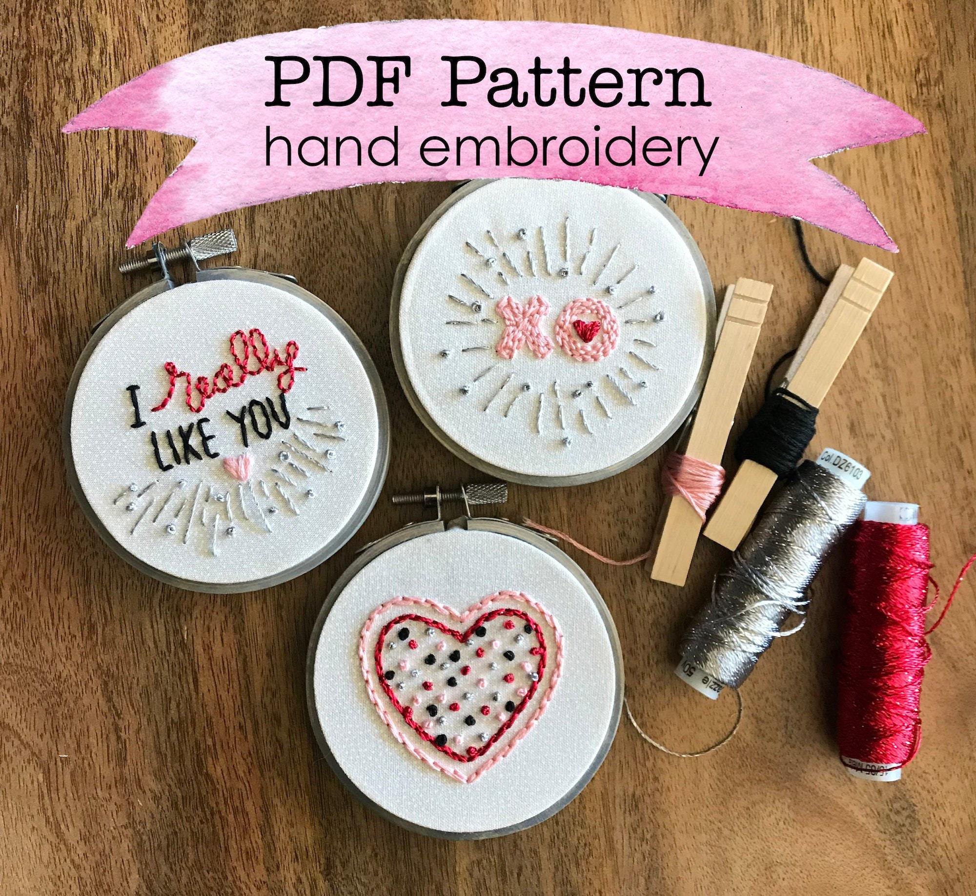 Embroidery PDF Pattern Valentine's Embroidery Design - Etsy