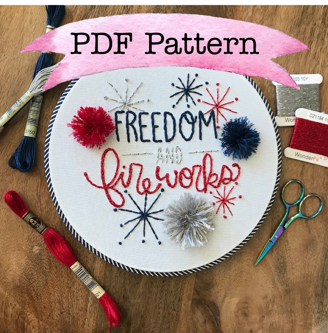 Embroidery PDF Pattern, 4th of July, Fireworks, Embroidery Design, Hoop ...