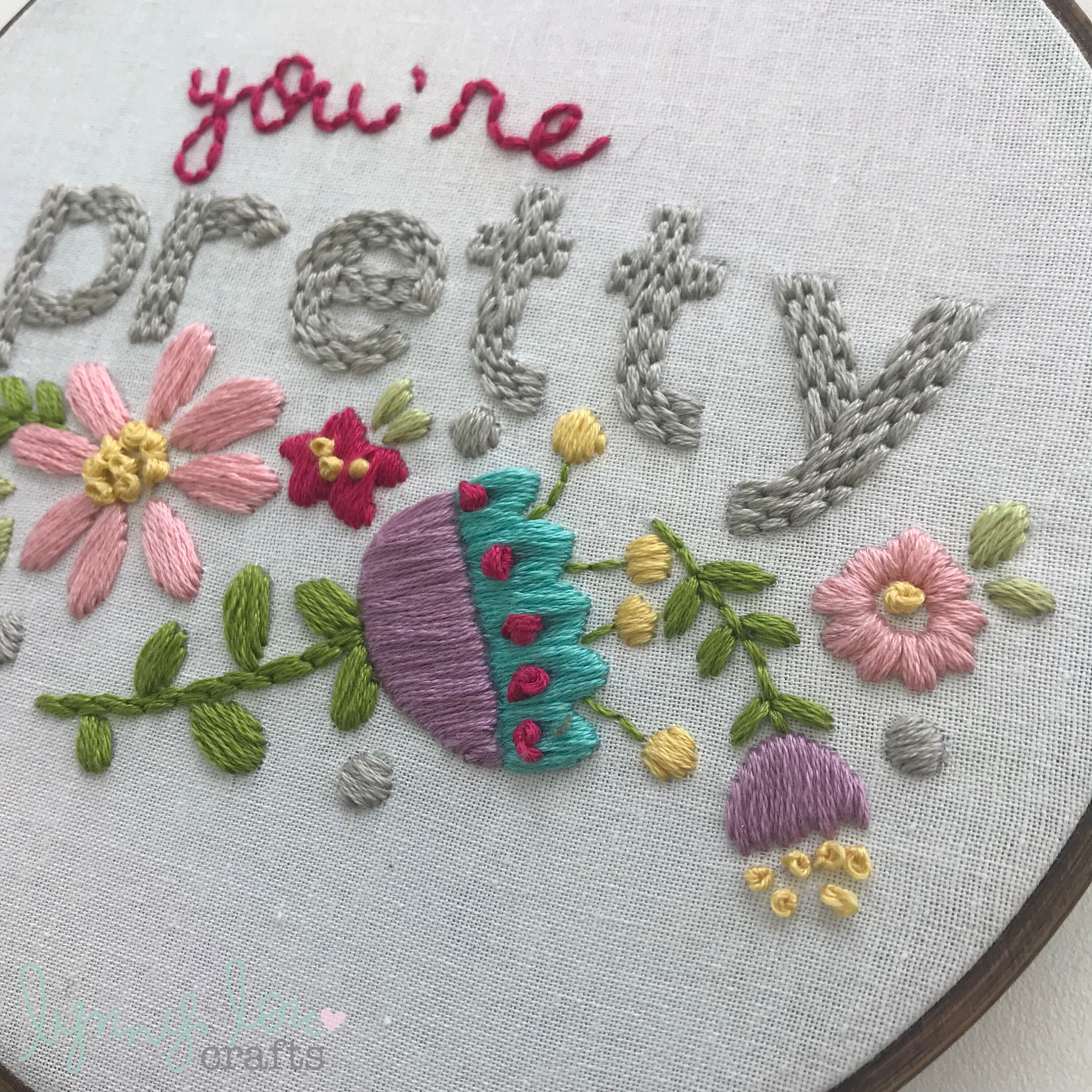 Downloadable PDF Embroidery Pattern You're Pretty | Etsy