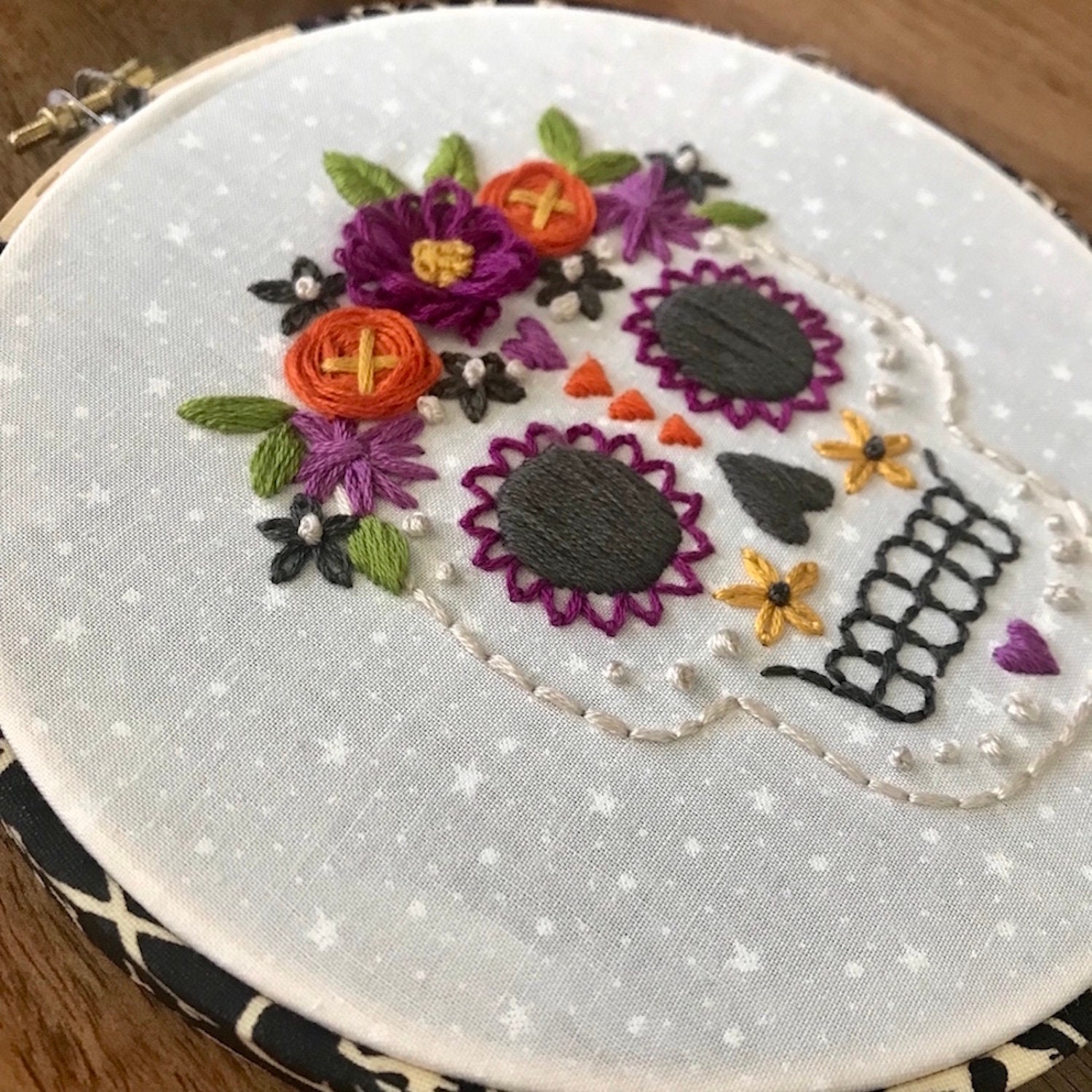 Embroidery PDF Pattern Halloween Sugar Skull Embroidery - Etsy