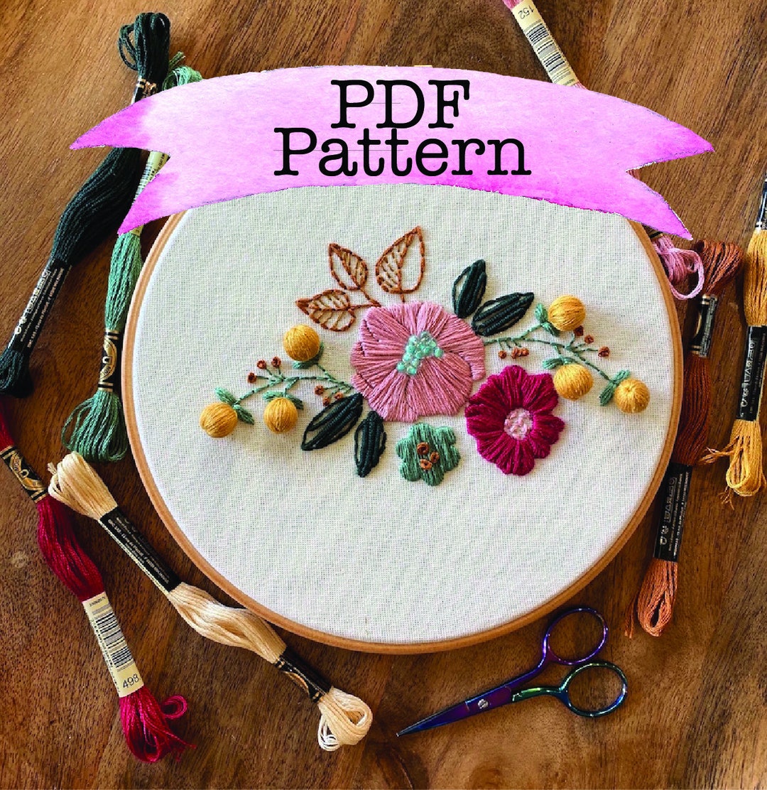 Embroidery Pattern, Love Florals, Embroidery Design, PDF Pattern, Hoop ...