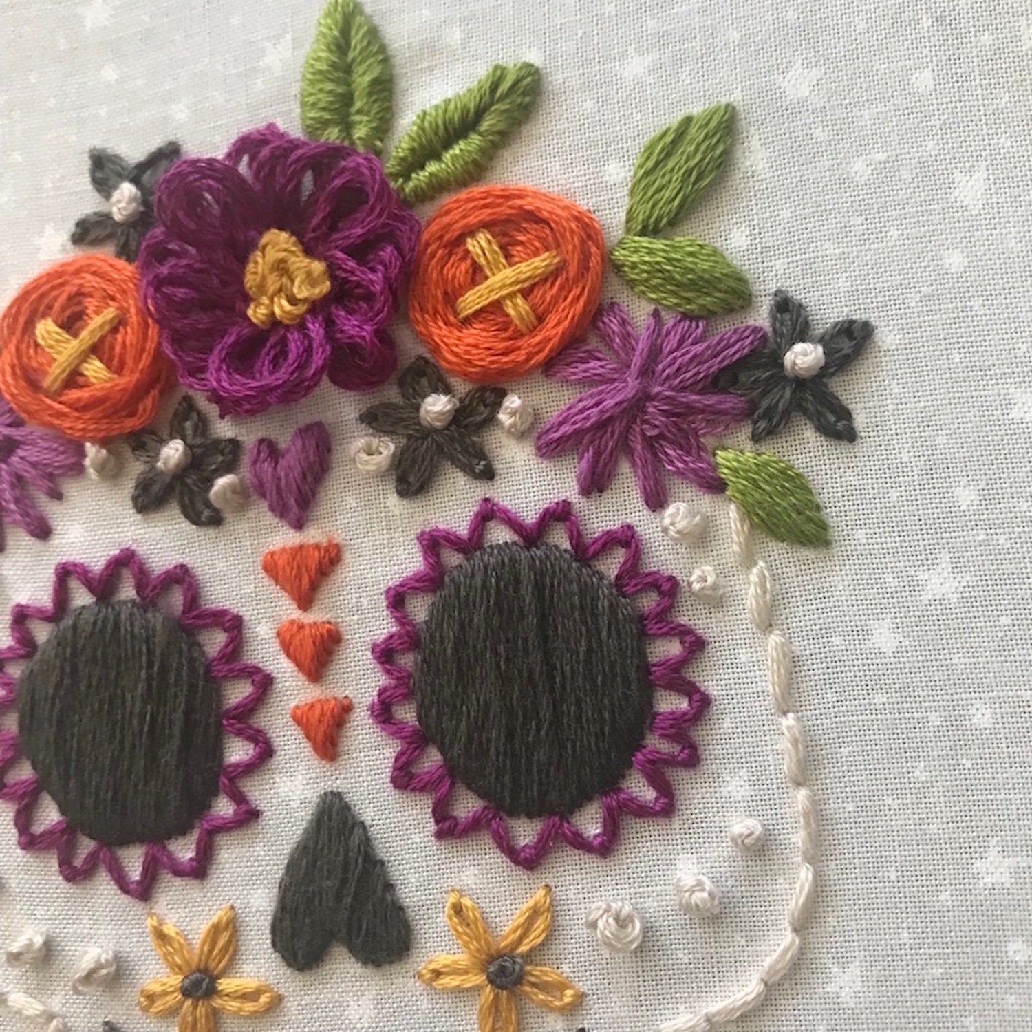 Embroidery PDF Pattern Halloween Sugar Skull Embroidery - Etsy