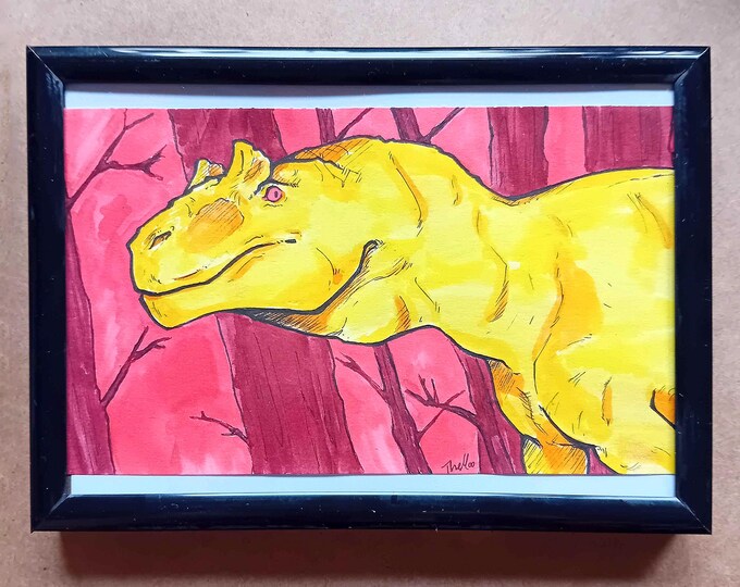 Allosaurus Prowl - Original Dinosaur Drawing on White Paper 15 Cm X 9 ...