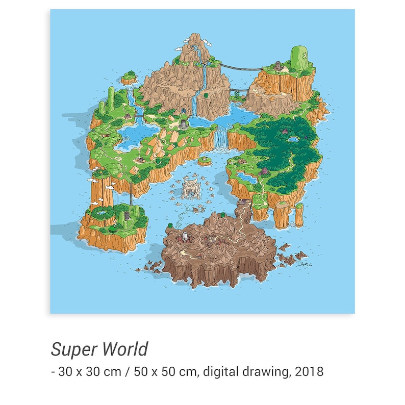 Super World - Digital Drawing - Super Mario World Map - SNES Video ...