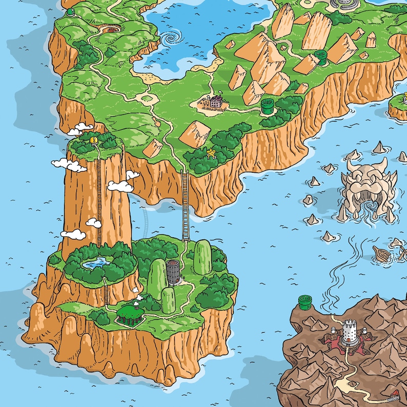 Super World - Digital Drawing - Super Mario World Map - SNES Video ...