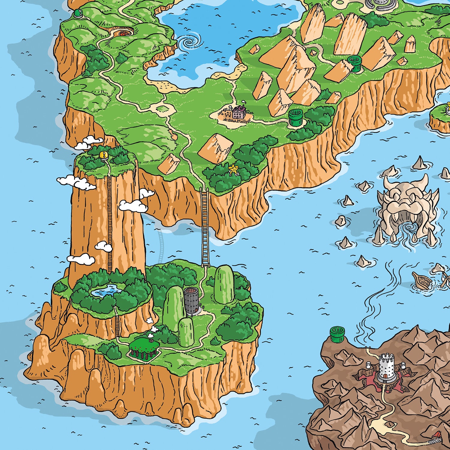 Super World - Digital Drawing - Super Mario World Map - SNES Video ...