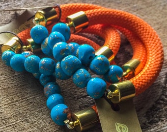 Polymer Clay Bracelet, Colorful Rope and Bead Bracelet, Rope Bracelet ...