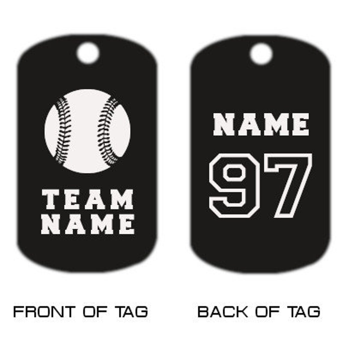 Baseball Team Dog Tag Necklace Custom Engraved Dog Tag | Etsy