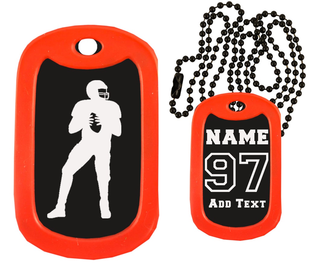 Football Dog Tag Necklace - Custom Engraved Dog Tag Necklace - Choose ...