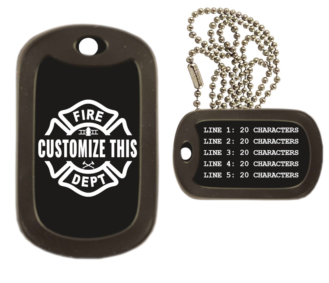 Firefighter Dog Tag Necklace Custom Engraved Military Dog Tag Necklace ...