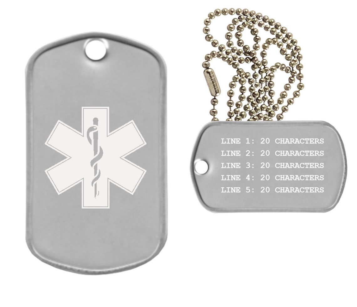 EMT EMS Dog Tag Necklace Custom Engraved Military Style Dog - Etsy