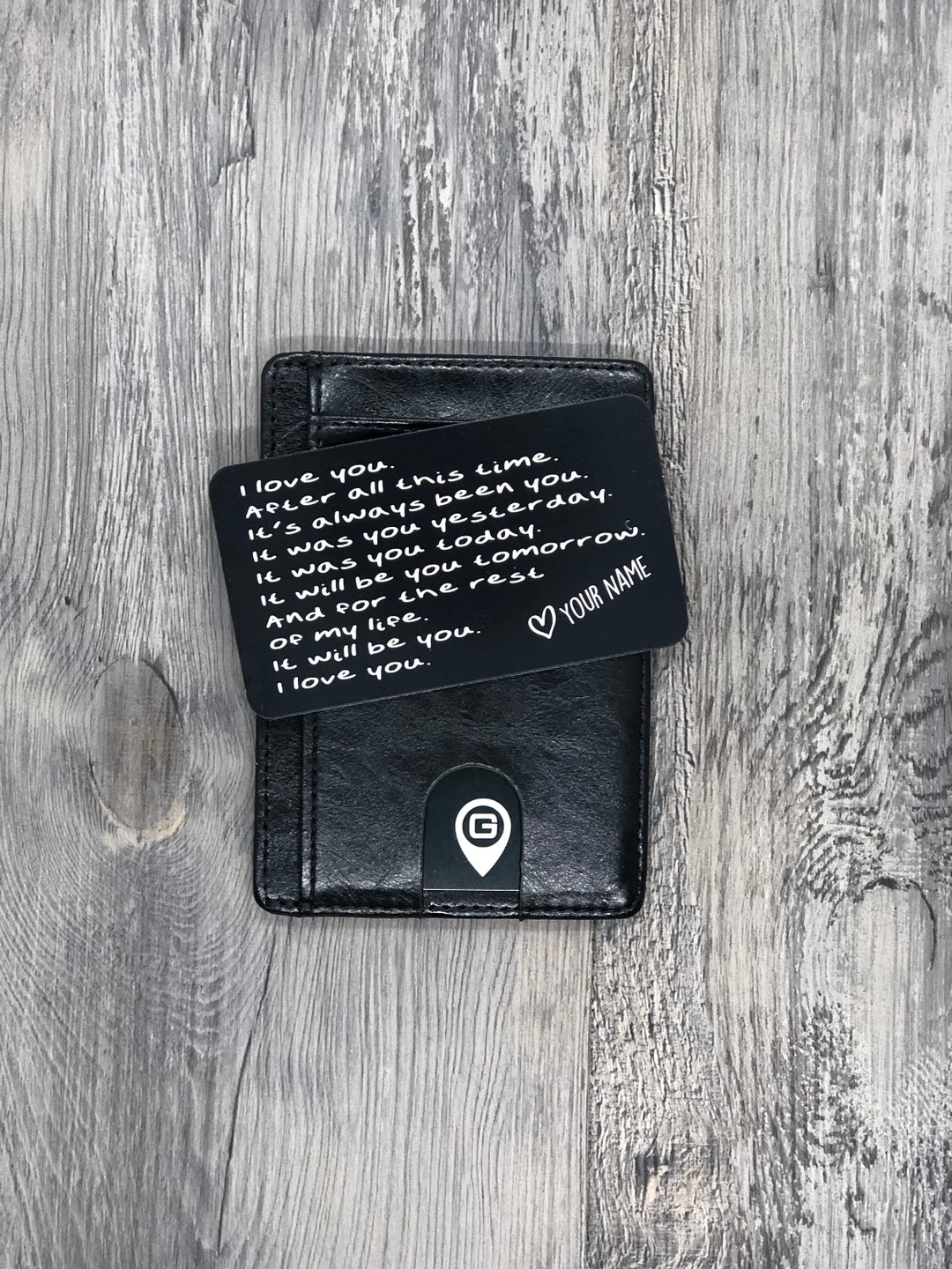 Personalized Metal Wallet Card With Text, Photo, Own Handwritten ...
