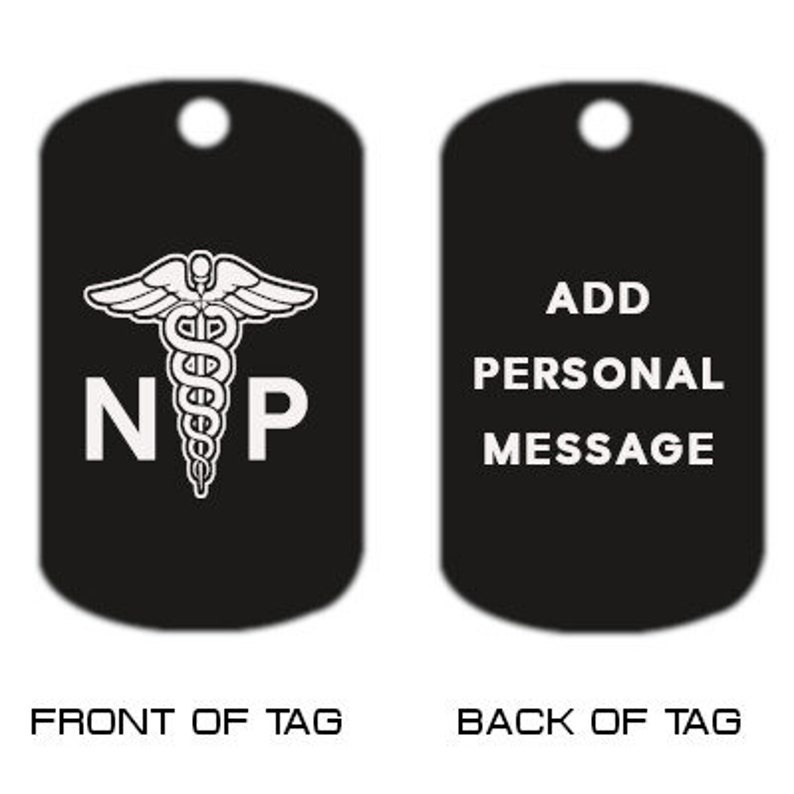 Nurse NP Dog Tag Necklace - Custom Engraved Caduceus Dog Tag Necklace ...