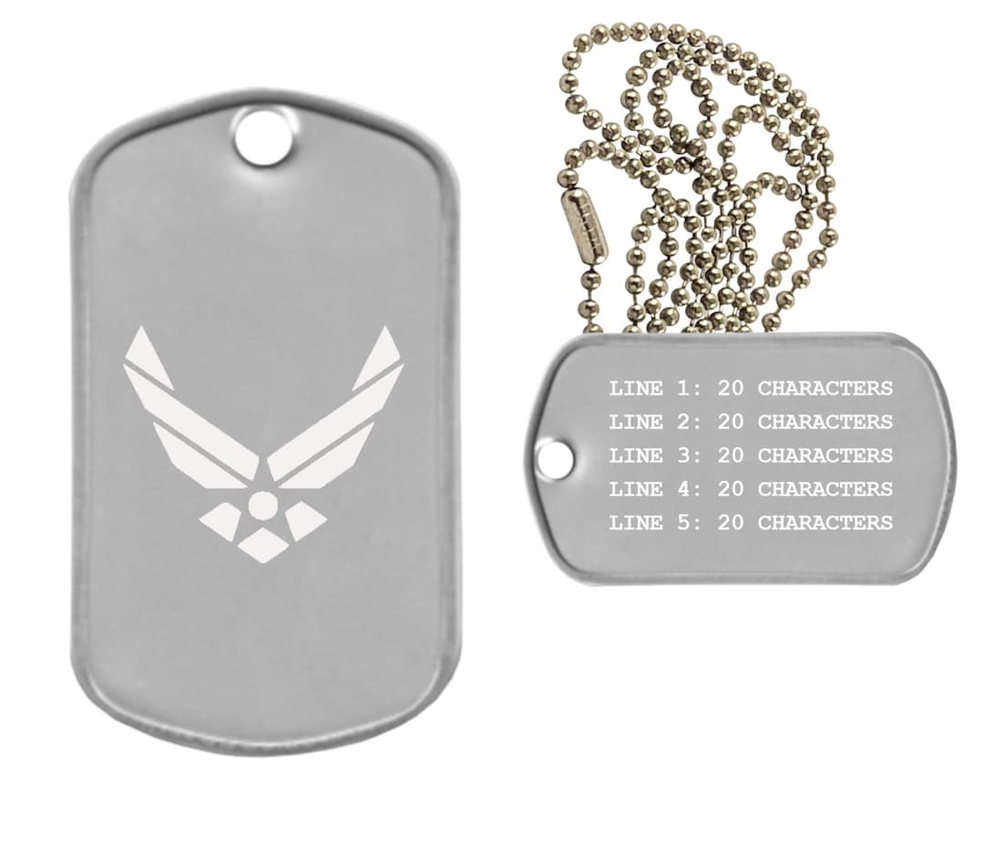 Air Force Dog Tag Necklace - Custom Engraved Military Style Dog Tag ...