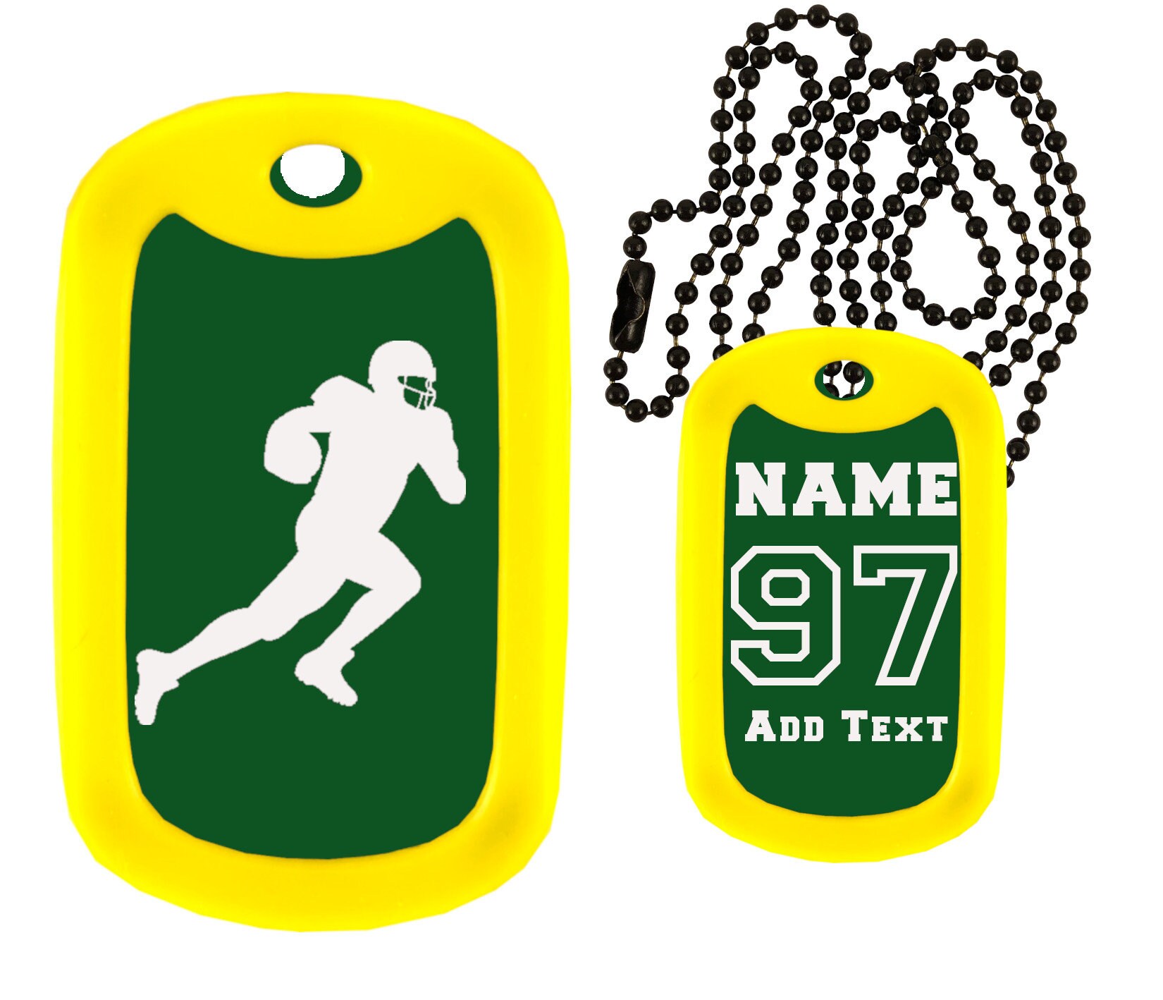 Football Dog Tag Necklace Custom Engraved Dog Tag Necklace | Etsy