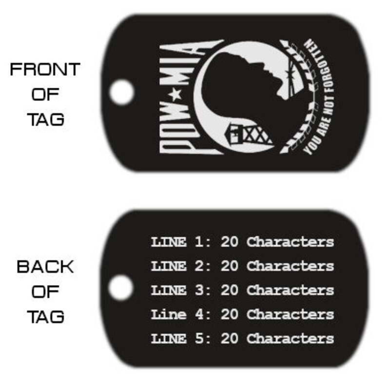 POW MIA Dog Tag Necklace Custom Engraved Military Style Dog - Etsy