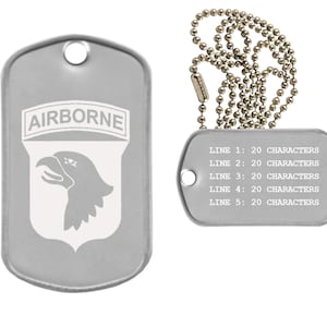 101st Airborne Dog Tag Necklace - Custom Engraved Military Style Dog ...