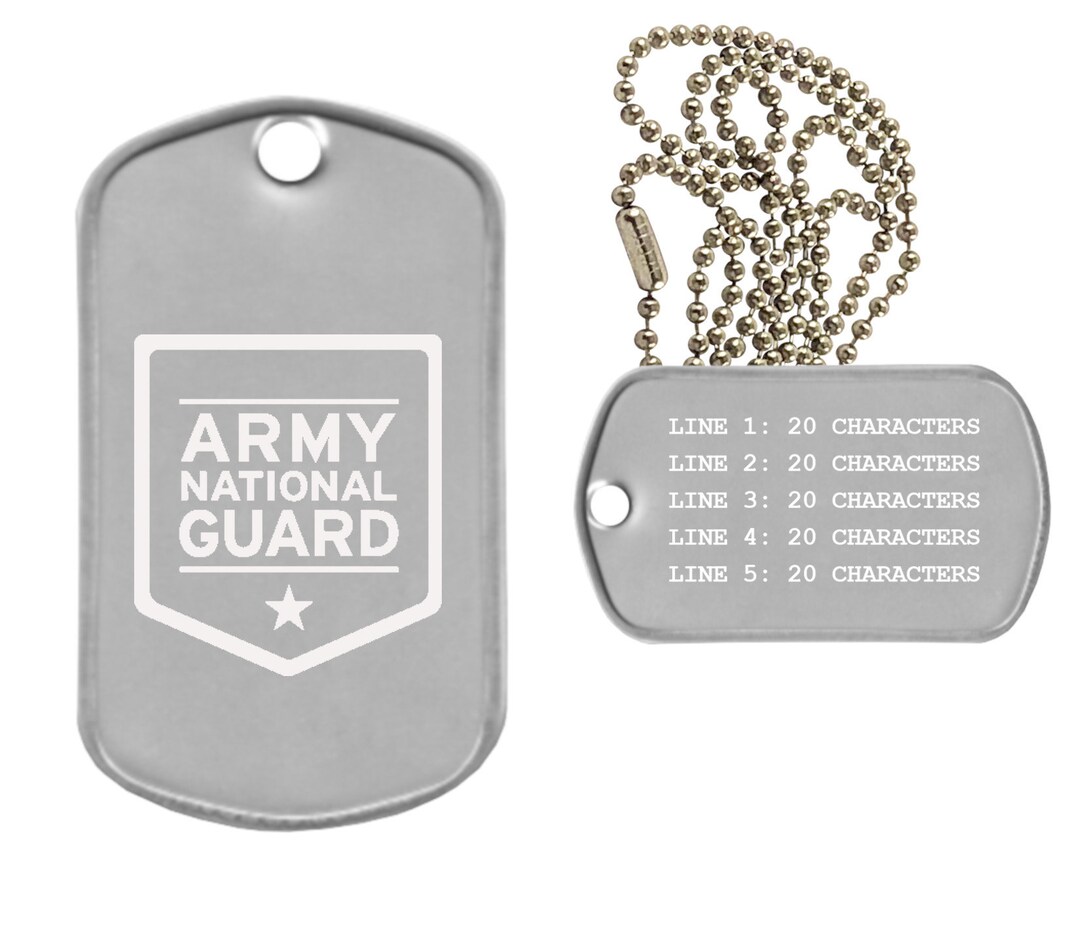 US National Guard Dog Tag Necklace - Custom Engraved Military Style Dog ...