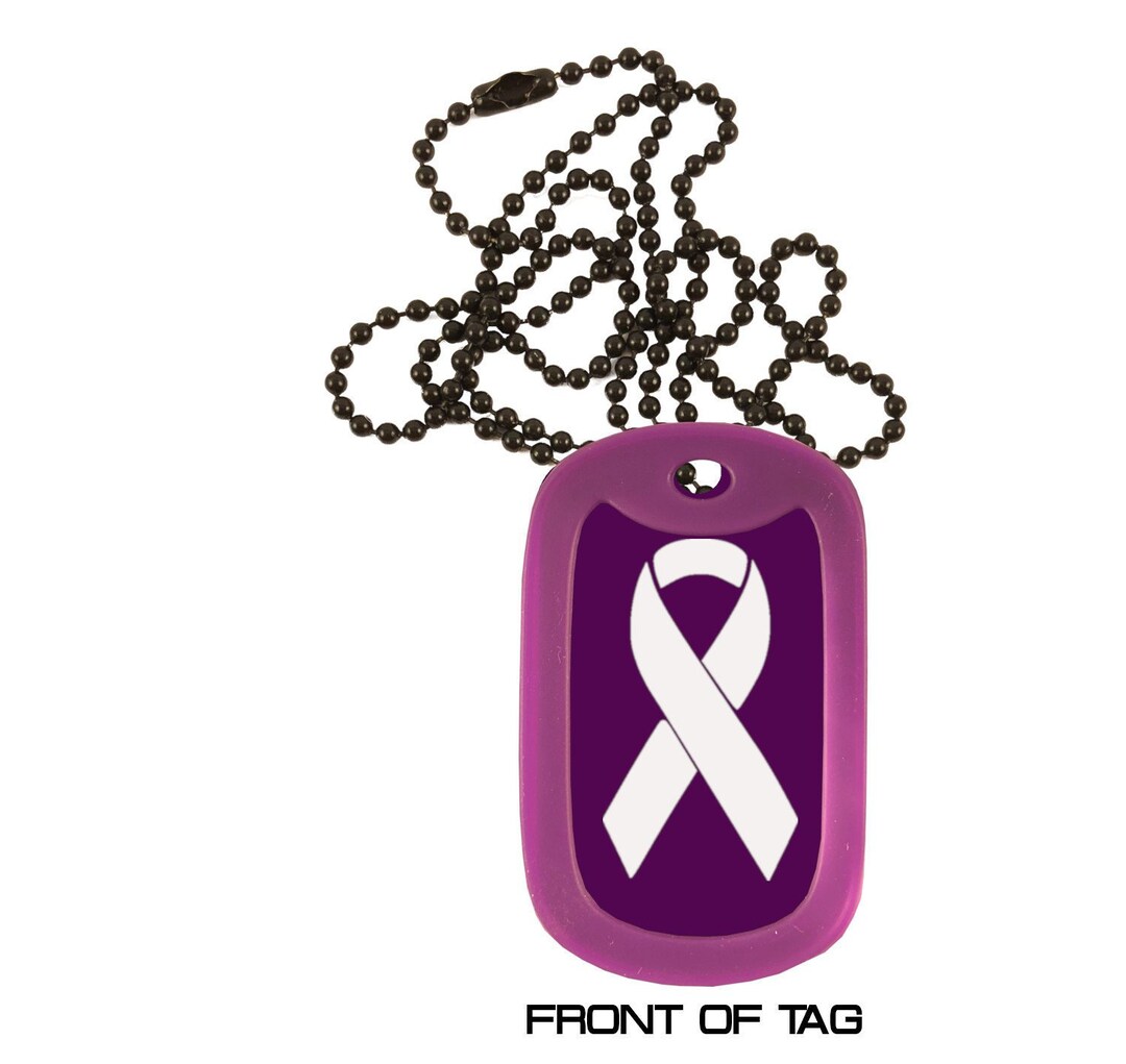 Purple Ribbon Awareness Dog Tag Necklace - Custom Engraved and ...