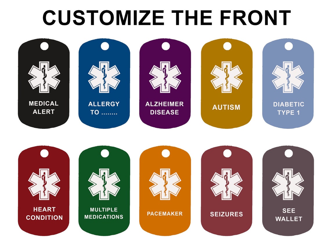 Medical Alert Identification Tag Necklace Custom Engraved - Etsy