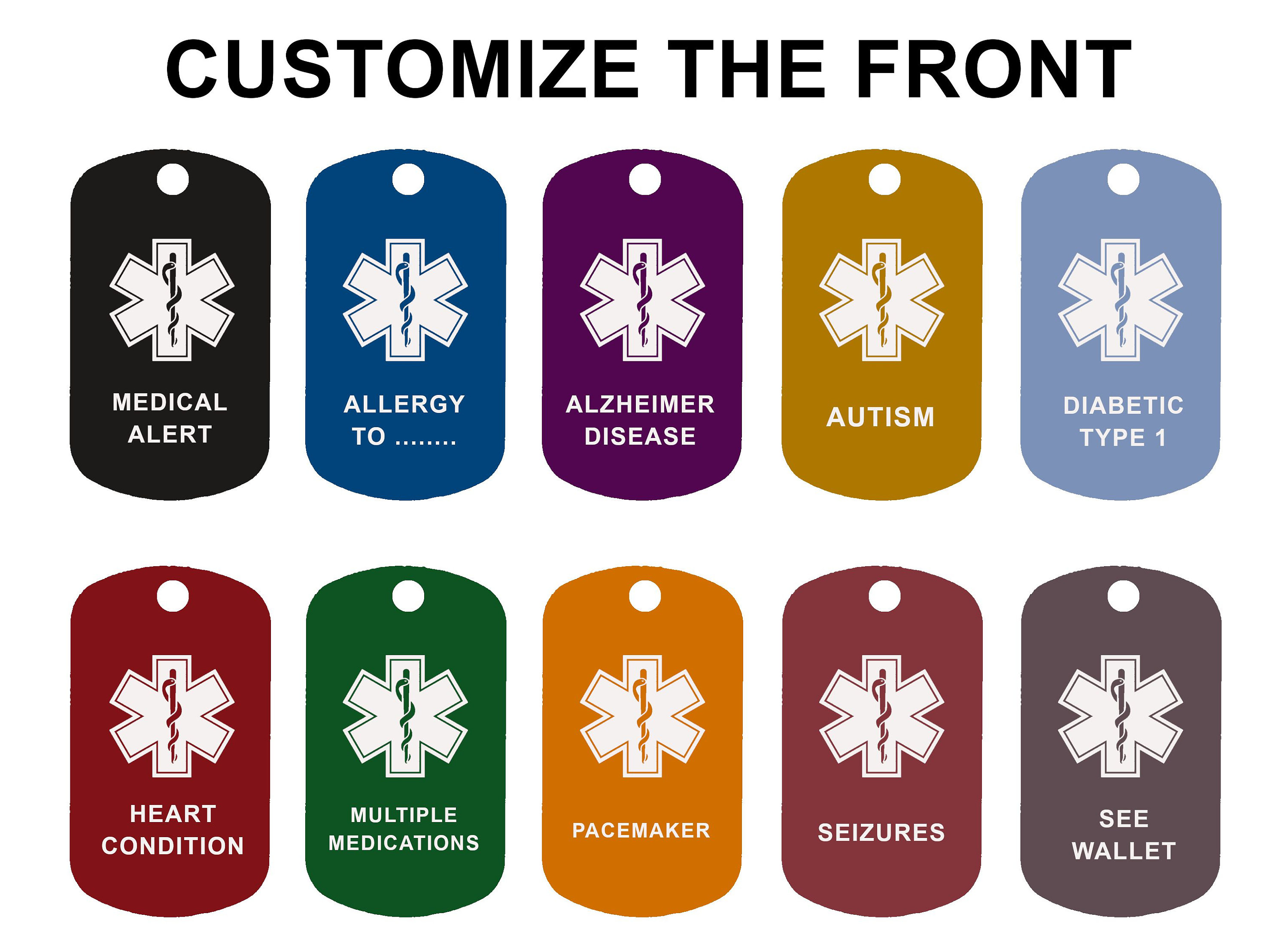 Medical Alert Identification Tag Necklace Custom Engraved - Etsy