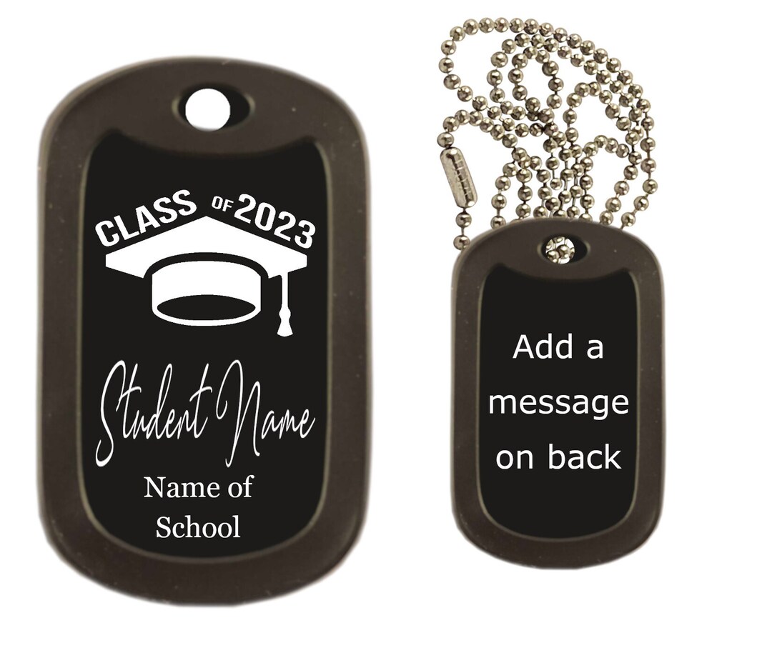 Class of 2025 Dog Tag Necklace - Custom Engraved Class of YEAR ...