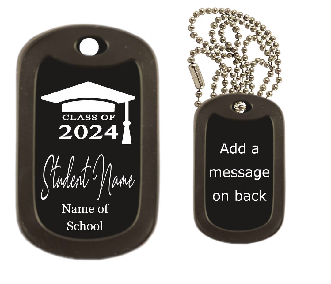 Class of 2025 Dog Tag Necklace - Custom Engraved Class of YEAR ...