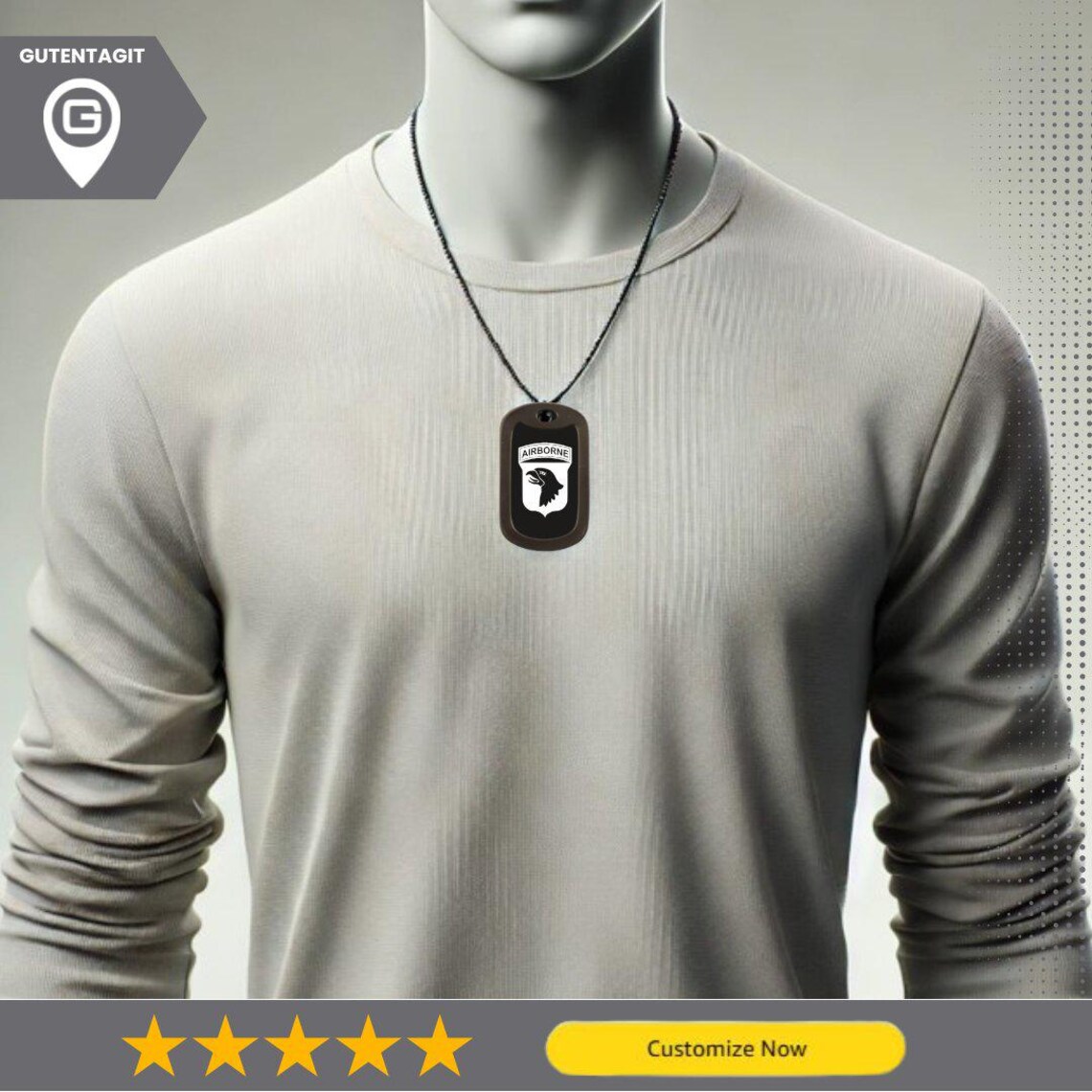 101st Airborne Dog Tag Necklace - Custom Engraved Military Style Dog ...