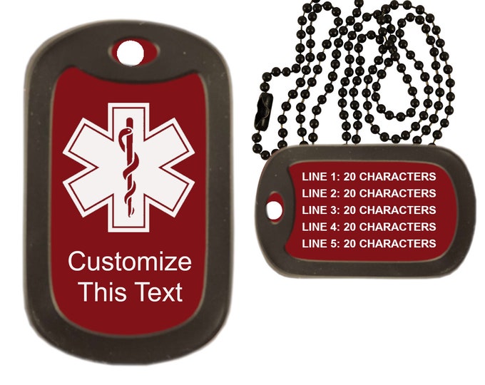 Medical Alert Identification Tag Necklace Custom Engraved - Etsy