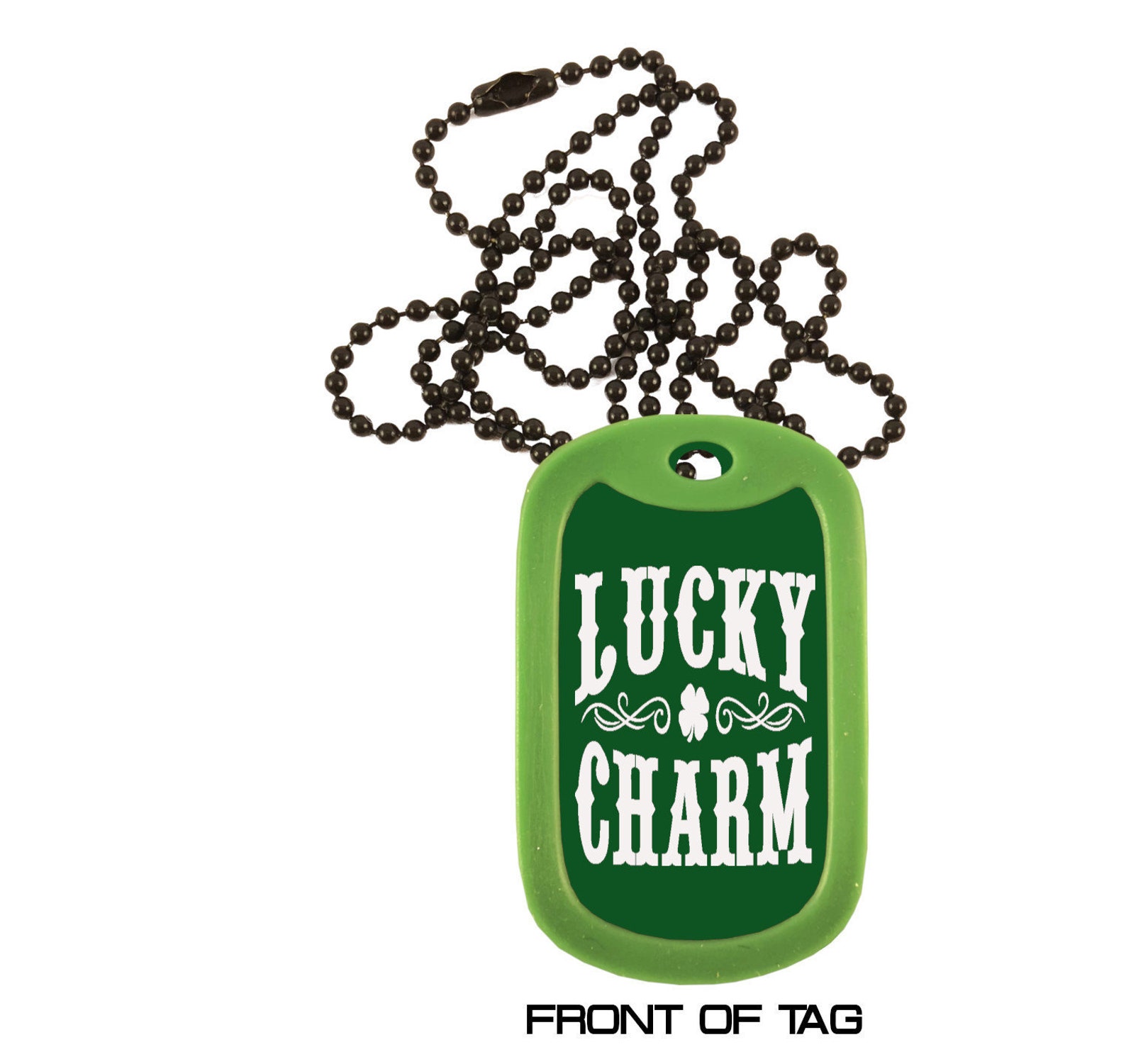 Lucky Charm Dog Tag Necklace Custom Engraved - Personalized Necklace of ...
